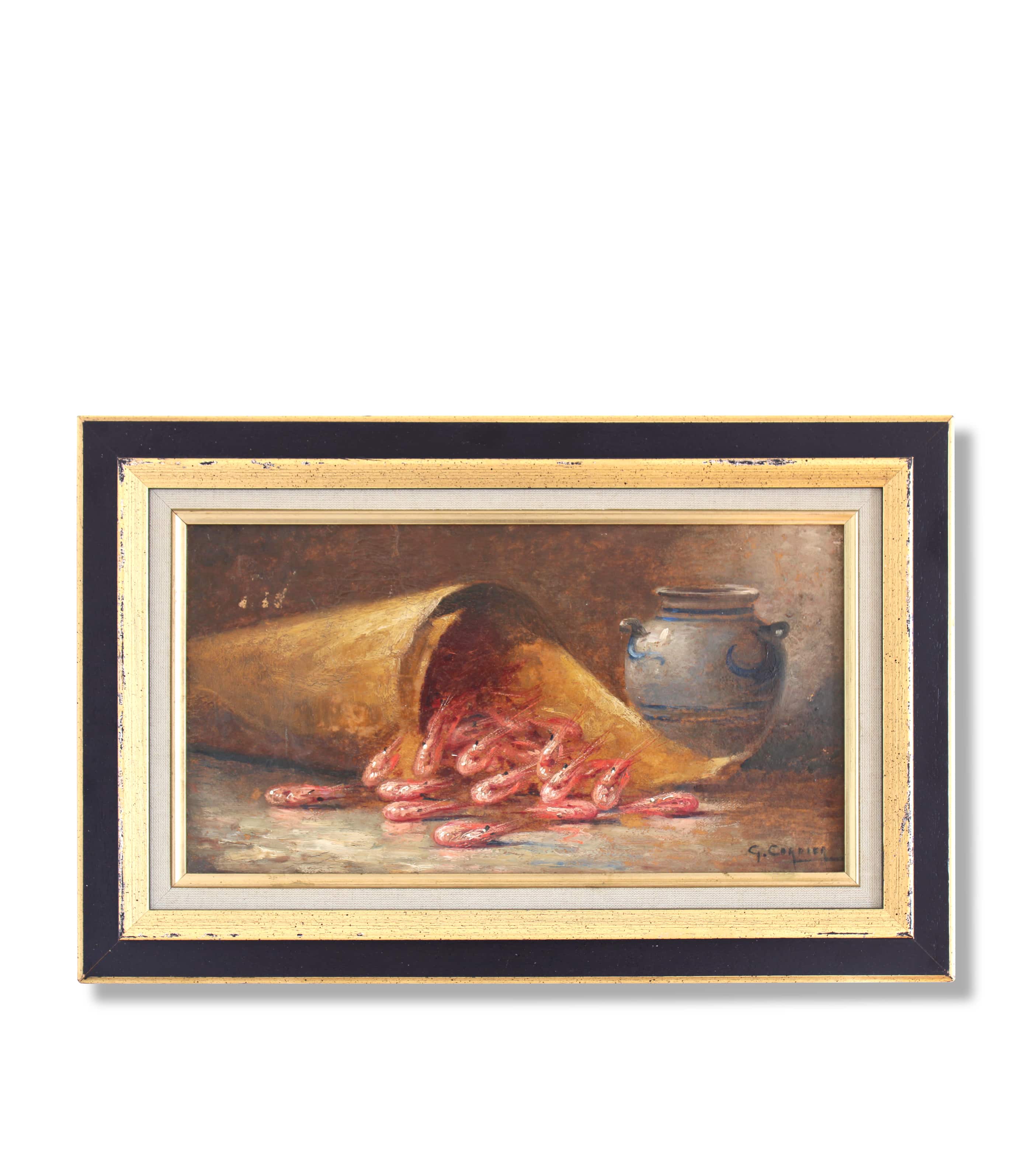 Gaston Corbier Seafood Still Life French Painting Les Crevettes