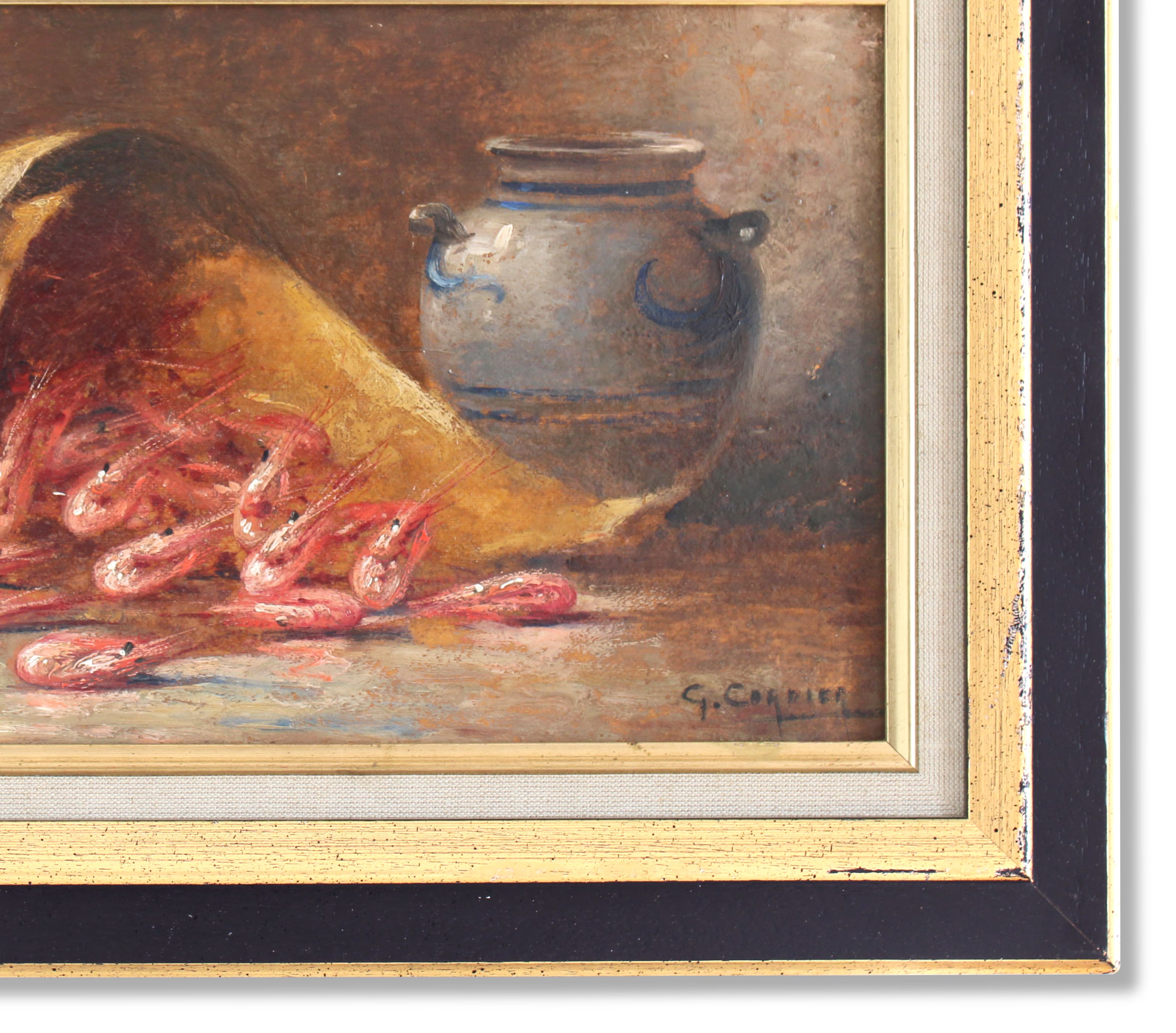 Gaston Corbier Seafood Still Life French Painting Les Crevettes