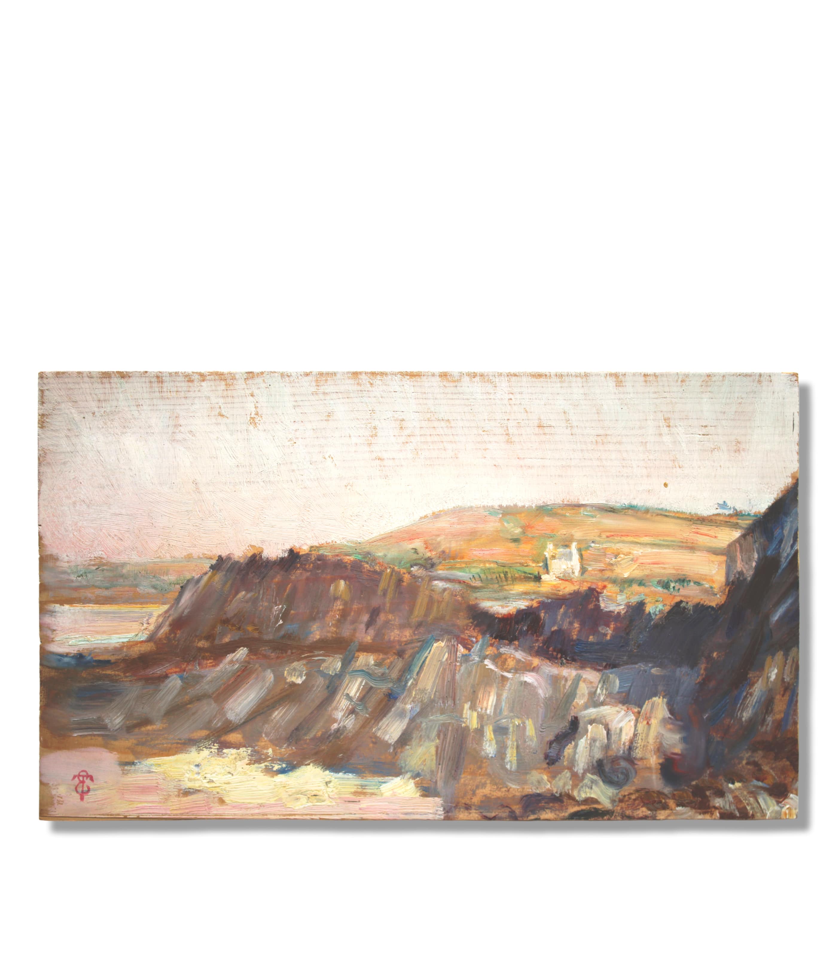 Emile Tremblay Antique Oil Painting Normandy Coast Landscape Maison Côtière